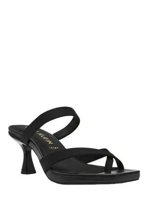 Anne Klein Toe Loop Sandal - Black Stretch