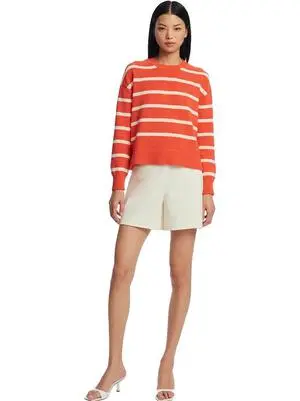 LELA ROSE Striped Knit Crewneck