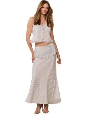 LoveShackFancy Sylette Striped Maxi Skirt - Lariat Blue