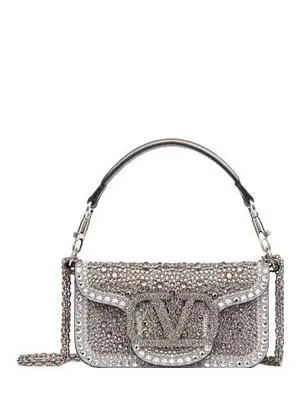 Valentino Garavani Small Locò Shoulder Bag With Rhinestones - Red
