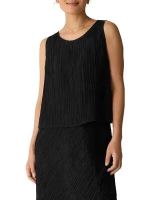 Eileen Fisher Stretch Silk Shell Top - Black