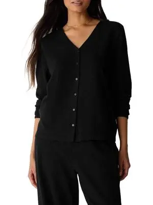 Eileen Fisher V-neck Button-front Cardigan - Black