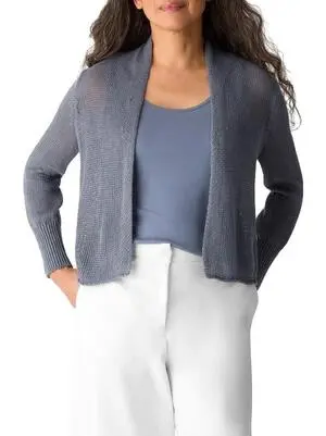 Eileen Fisher Open Front Organic Cotton Cardigan Flint