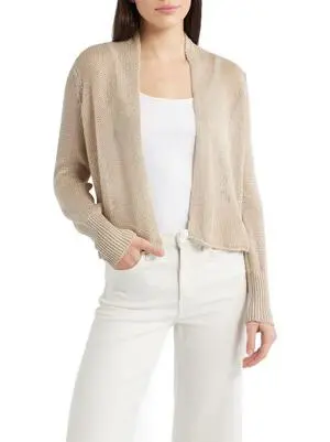 Eileen Fisher Open Front Organic Cotton Cardigan Undyed Natural