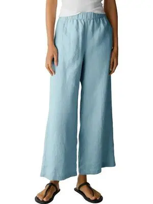 Eileen Fisher Linen Wide Leg Pants - Breeze