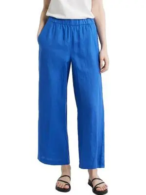 Eileen Fisher Linen Wide Leg Pants - Sapphire