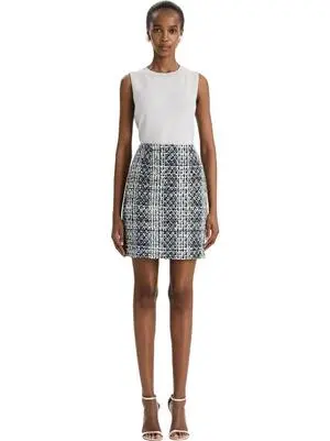 Oscar De La Renta Slub Wool Tweed Skirt - Natural