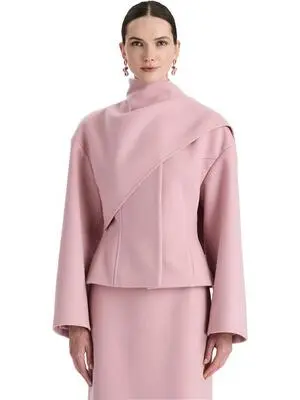 Oscar De La Renta Drape Detailed Wool Coat - Natural