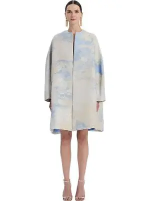 Oscar De La Renta Sky Printed Jacquard Coat - Natural