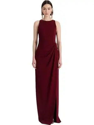 Oscar De La Renta Drape-detailed Column Gown - Natural