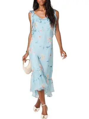 Astr The Label Nissa Floral High-low Dress - Blue Floral