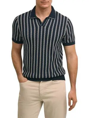 Brooks Brothers Vertical Mini Stripe Johny Collar Polo - Vertical Stripe Navy