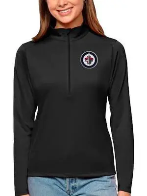 ANTIGUA Winnipeg Jets Tribute Quarter-zip Pullover Top - Black
