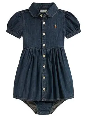 Ralph Lauren Puff Sleeve Denim Shirtdress With Bloomers - Blaine Wash
