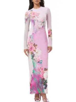 AFRM Didi Long Sleeve Maxi Dress - Marble Floral