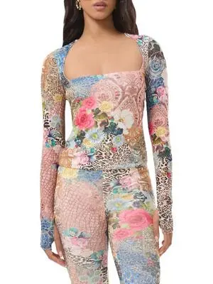 AFRM Ines Mix Print Top - Iris Patchwork