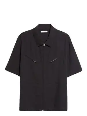 Givenchy Utility Zip Front Wool Shirt - Black