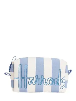 Harrods Stripe Logo Cosmetics Bag - Blue