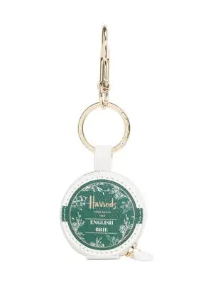 Harrods Leather English Brie Keyring - Green