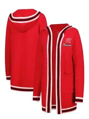 GAMEDAY COUTURE Wisconsin Badgers Tri-blend Rounded Stripe Cardigan - Red