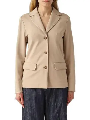 Max Mara MM Max Mara Single Breasted Blazer In Stretch Viscose Jersey Beige