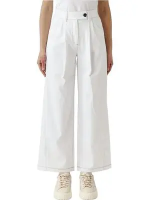 Max Mara Cotton Blend Wide Leg Trousers - White