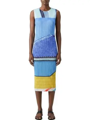 Issey Miyake Pleated Dress - Blue