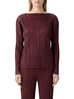 Issey Miyake Pleated Top - Burgundy
