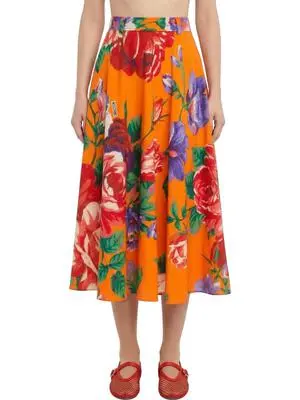 Moschino Moschino Couture Floral Print Midi Skirt Multicolor
