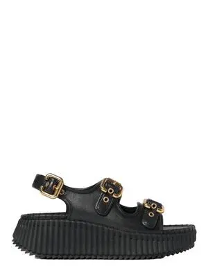 Chloé Nama Leather Platform Sandals Black
