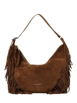 Orciani Orciani Isola Fringed Suede Shoulder Bag Cocoa