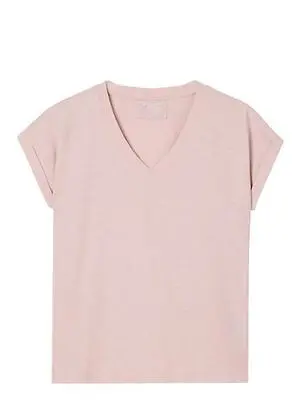 Whistles Willa V-neck Cotton-jersey T-shirt - Pale Pink