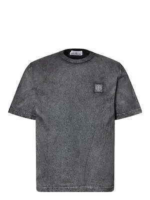 Stone Island Brand-patch Reflective Cotton T-shirt - Black