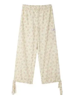 Sandro Floral Wide-leg Cotton Trousers - Pink / Green