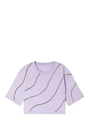 Sandro Cropped Rhinestone-embellished T-shirt - Mauve