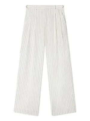Sandro Striped Wide-leg Linen-blend Suit Trousers - Ecru / Black