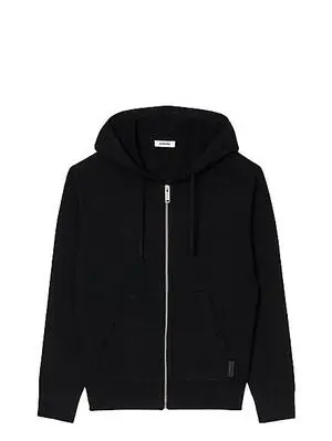 Sandro Oversized-fit Zip-up Jersey-knit Hoodie - Black