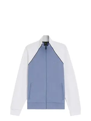 BOSS Contrast-panel Piqué-textured Cotton-blend Tracksuit Top - Light/pastel Blue