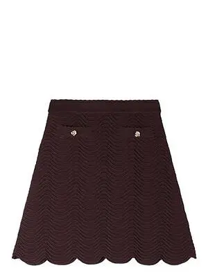 Sandro Decorative Button-embellished Stretch-knit Mini Skirt - Brown