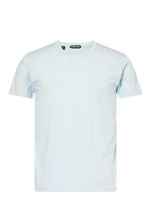 TOM FORD Relaxed-fit Crew-neck Cotton And Silk-blend T-shirt - Ice Blue