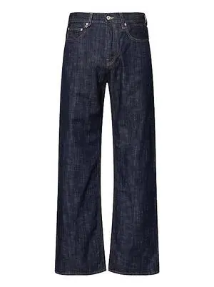 Jacquemus Logo-patch Wide-leg Denim Jeans - Navy