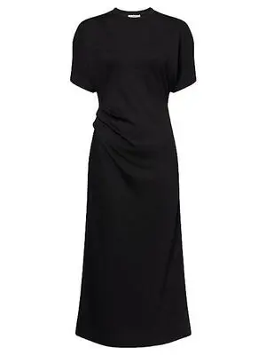 Vince Ruched-side Knit Midi Dress - Black