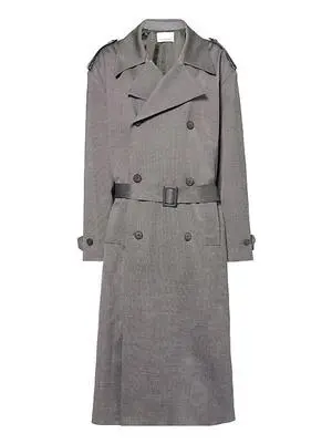 THE FRANKIE SHOP Bleecker Wool-blend Trench Coat - Grey Melange