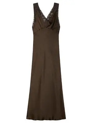 Sandro V-neck Lace-embroidered Maxi Dress - Brown