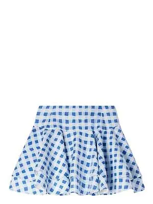 Sandro Short Gingham-print Linen Mini Skirt - Blu / White