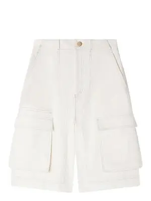 Sandro Wide-leg High-rise Cotton Bermuda Shorts - White
