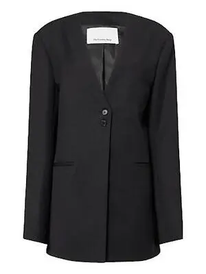 THE FRANKIE SHOP Winsen Collarless Wool-blend Blazer - Black