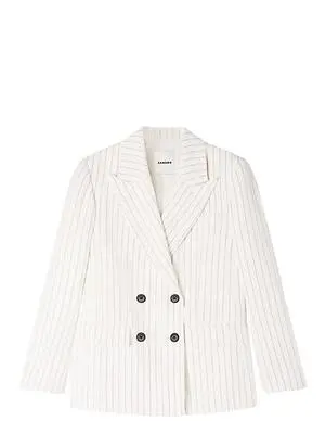 Sandro Striped Double-breasted Blazer - Ecru / Black