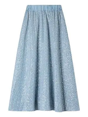 Sandro Sequined Elasticated-waist Woven Maxi Skirt - Blue