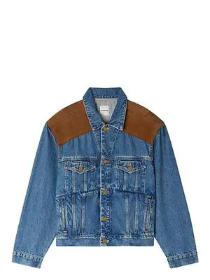 Sandro Relaxed-fit Denim And Suede Jacket - Light Bu Jean
